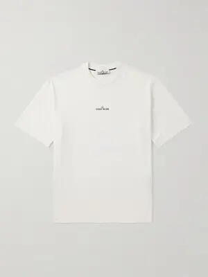 Stone Island Logo-print Cotton-jersey T-shirt - Neutrals