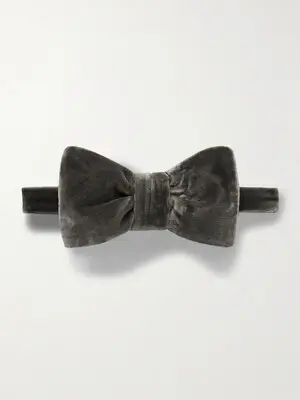 TOM FORD Pre-tied Cotton-velvet Bow Tie - Gray
