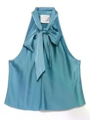 FORTE_FORTE Satin Halterneck Top - Blue