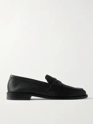 Manolo Blahnik Perry Full-grain Leather Penny Loafers - Black