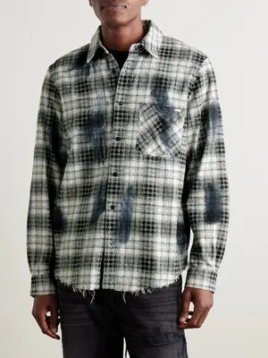 Amiri Frayed Checked Cotton-flannel Shirt