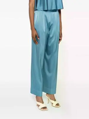 FORTE_FORTE Elasticated-waistband Palazzo Trousers - Blue