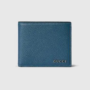 Gucci Bi-fold Wallet With Script Leather - Blue