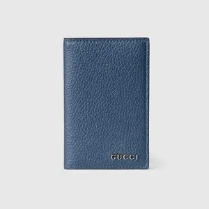 Gucci Long Card Case With Script Leather - Blue