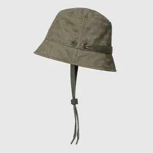 Gucci Gg Canvas Bucket Hat With Tie - Green