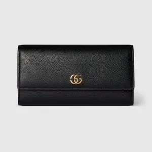 Gucci Bi-color Gg Marmont Continental Wallet Leather - Black