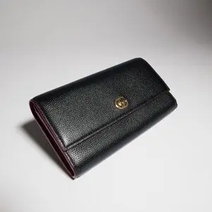 Gucci Bi-color Gg Marmont Continental Wallet Leather - Black