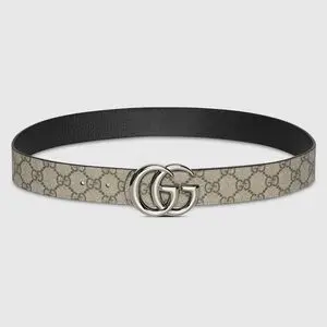 Gucci Reversible Gg Marmont Belt - Beige