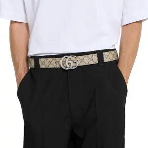 Gucci Reversible Gg Marmont Belt - Beige
