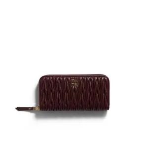 Miu Miu Large Matelassé Nappa Leather Wallet - Burgundy