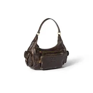 Miu Miu Pocket Nappa Leather Bag - Coffee