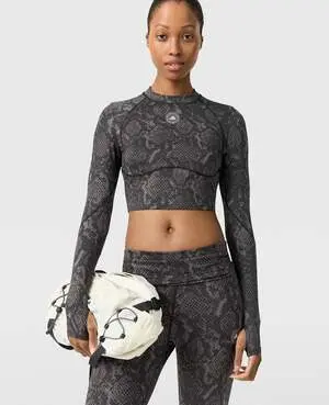 Stella McCartney Truepurpose Training Long-sleeve Cropped Top - Brown