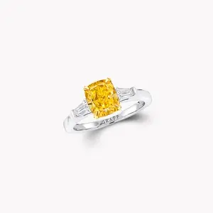 Graff Promise Cushion Cut Yellow Diamond Engagement Ring - Platinum And Yellow Gold