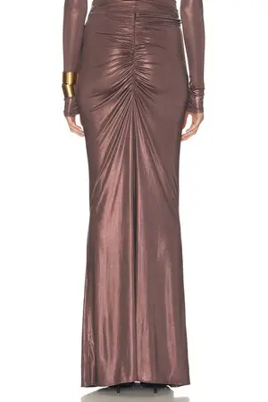 Lapointe Coated Jersey Ruched Maxi Skirt - Mocha
