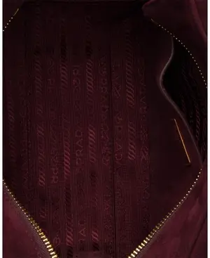 Prada Suede Shoulder Bag With Flap - Burgundy