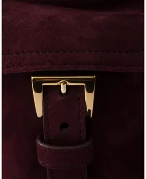 Prada Suede Shoulder Bag With Flap - Burgundy