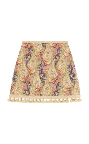 VALENTINO Embroidered Cotton Mini Skirt
