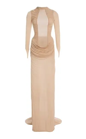 Burc Akyol Ruched Jersey Maxi Dress - Neutral