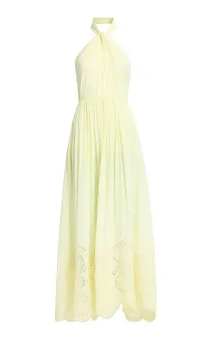 Elie Saab Macrame Embroidered Midi Dress - Yellow