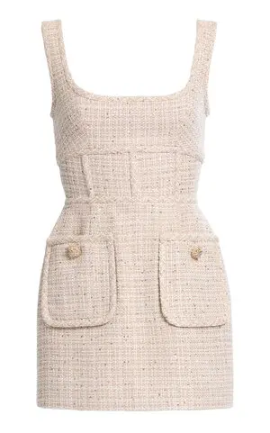 Elie Saab Sequined Tweed Mini Dress - Neutral