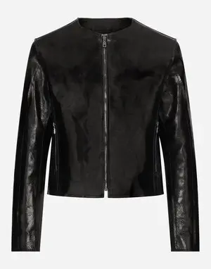 Dolce & Gabbana Collarless Leather Jacket
