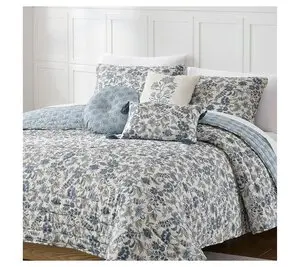 LUSH DECOR Lillian Block Reversible Quilt 6pc S Et Full/queen