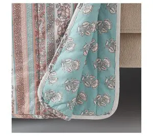 LUSH DECOR Sofia Flower Block Reversible Cotton Throw Blanket