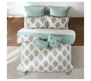 LUSH DECOR Sofia Flower Block Cotton Comforter Pc Set King