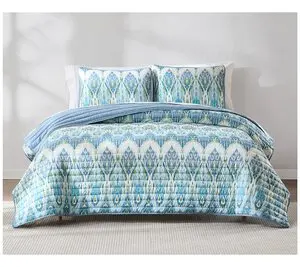 LUSH DECOR Ikat Drops Quilt Teal 3pc Set King/c Al King - One-color
