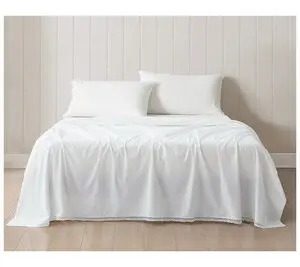 LUSH DECOR Evelyn Lace Trim Cotton Sheets White 4pc Set King - One-color