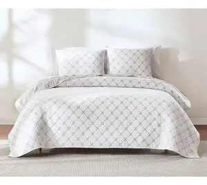 LUSH DECOR Diamond Leaf Jacquard Coverlet Set F Ull/queen - One-color