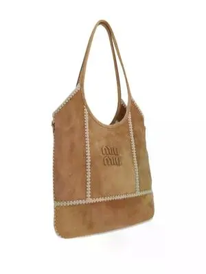 Miu Miu Suede Crochet Patchwork Tote