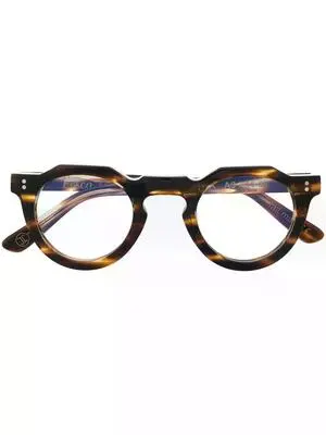 LESCA Pica Tortoise Round-frame Glasses - Brown