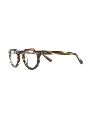 LESCA Pica Tortoise Round-frame Glasses