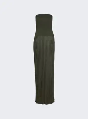 Christopher Esber Slashed Knit Strapless Maxi Dress - Green