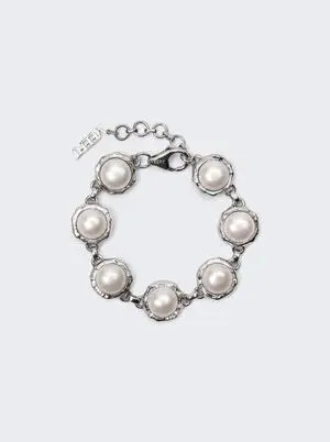 VEERT Pearl Circle Bracelet - White Gold