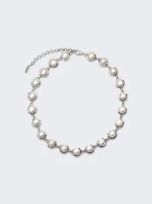 VEERT Pearl Circle Necklace - White Gold