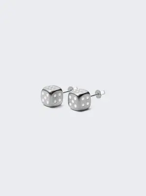 VEERT Dice Earring Pair - White Gold
