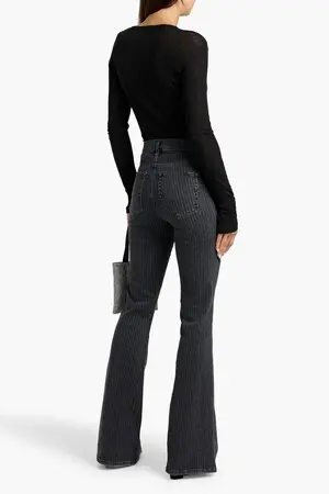 FRAME Le High Flare Pinstriped Jeans
