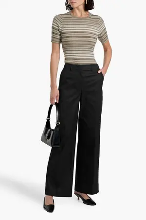 Theory Cotton-blend Twill Wide-leg Pants