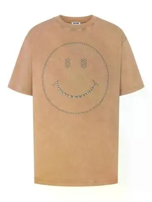 Moschino Smiley Studded T-shirt - Neutrals