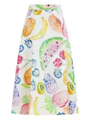 Rosie Assoulin Fruit-print Midi Skirt - White