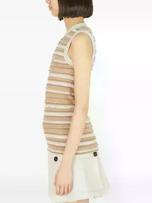 DURAZZI MILANO Striped Ruffled Tank Top