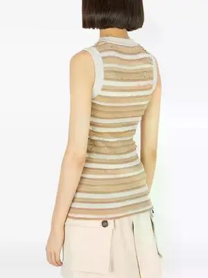 DURAZZI MILANO Striped Ruffled Tank Top