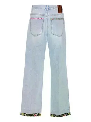 Valentino Garavani Floral-hem Embroidered Jeans - Blue