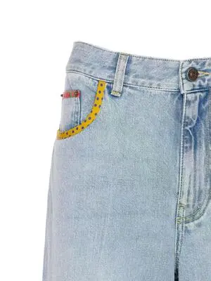Valentino Garavani Floral-hem Embroidered Jeans - Blue