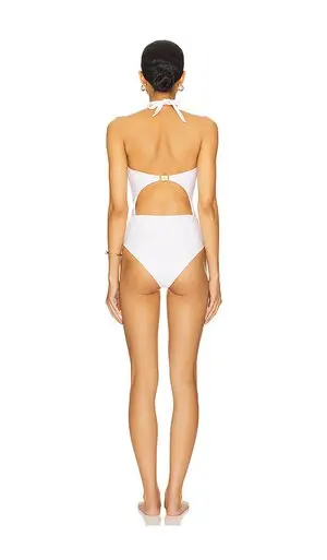 CIN CIN Diamond Orchid Cut Out One Piece Swimsuit - Pearl
