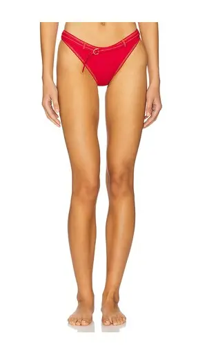 Frankies Bikinis Ranger Denim Bikini Bottom - Red Denim