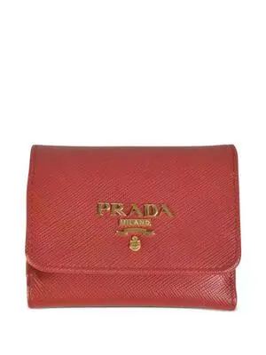 Prada Logo-plaque Wallet - Red