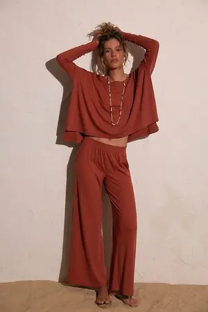 Free People Long Pant Set - Baked Clay